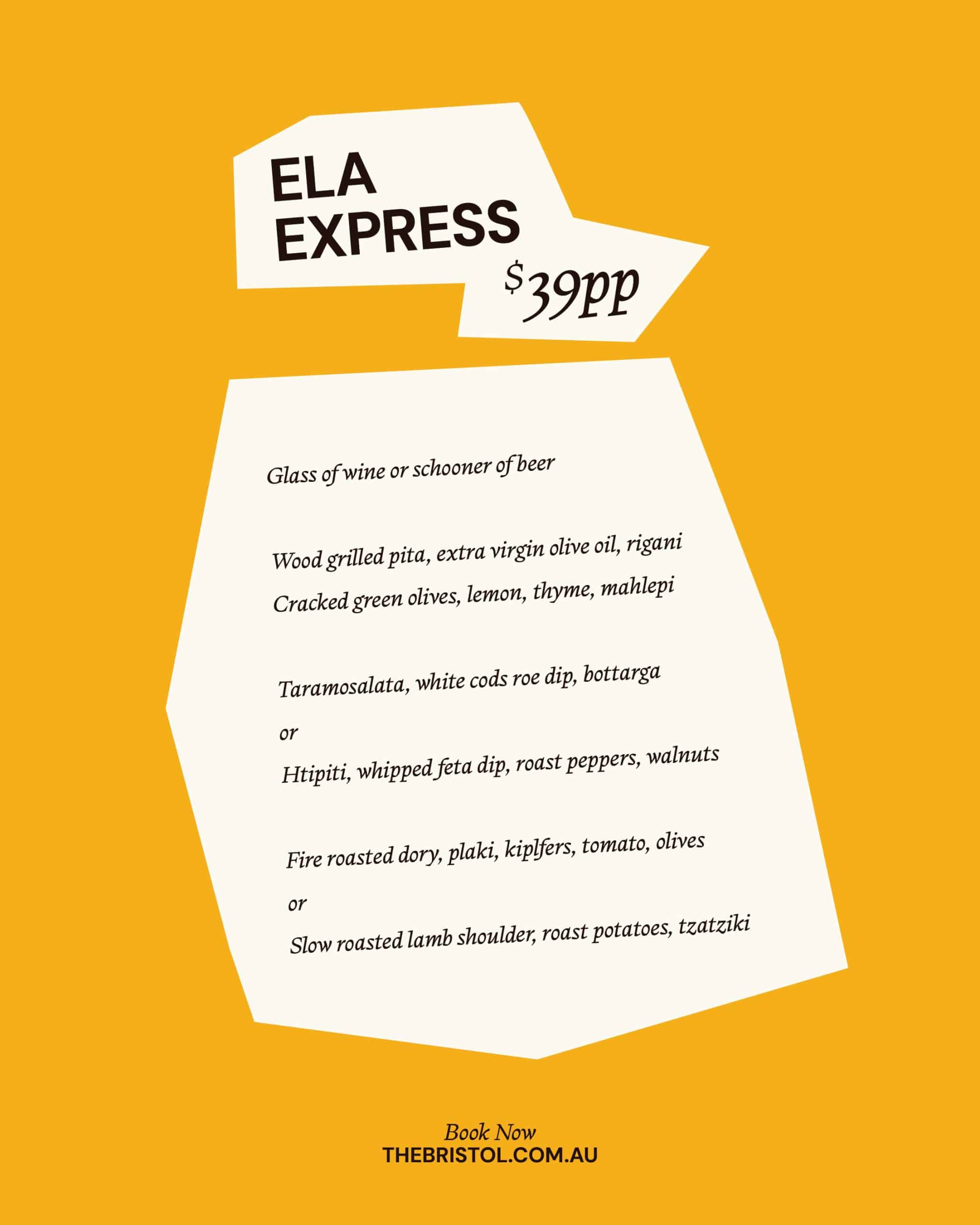 Ela express Menu - The Bristol